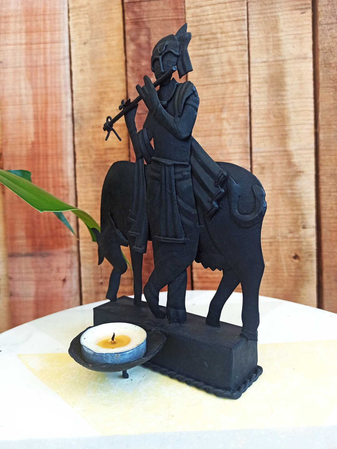 Lord Krishna Statue With Tea Light Holder. Exclusive Hand Made Tribal ...