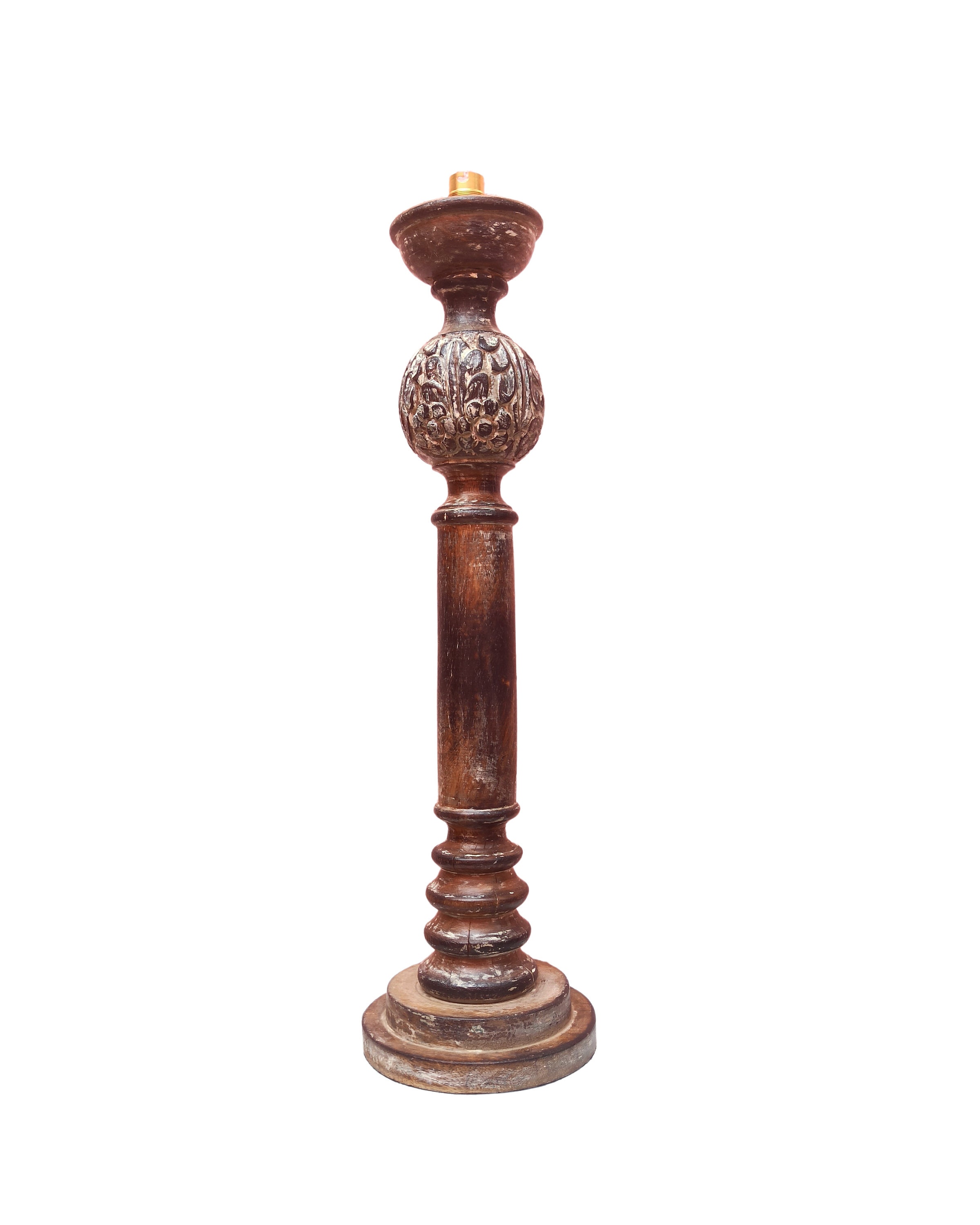 Real Antique Wooden Lamp Base Intricately Hand Carved Wooden Lamp Base ...