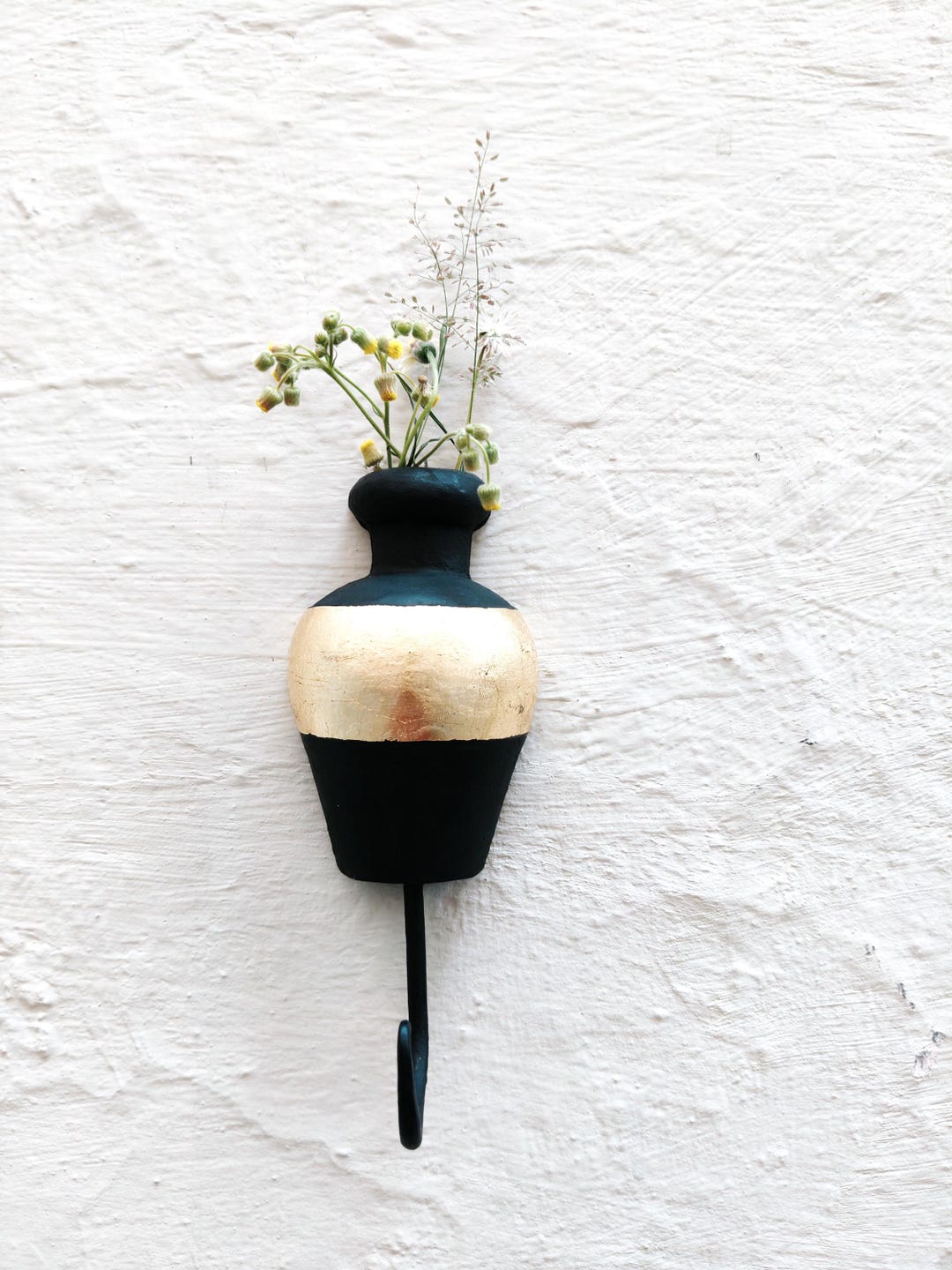 Vintage Vase Hook: Metal Key/towel Holder With Golden Foil - Etsy