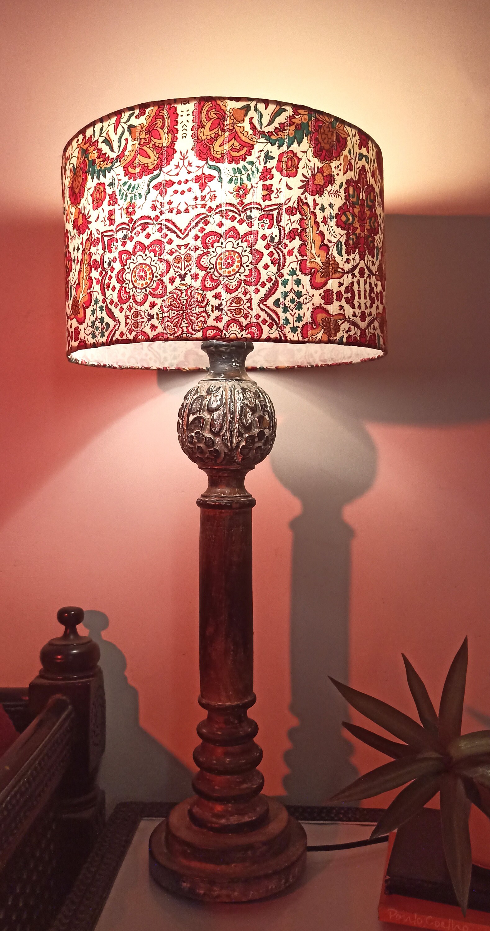 Real Antique Wooden Lamp Base Intricately Hand Carved Wooden Lamp Base ...