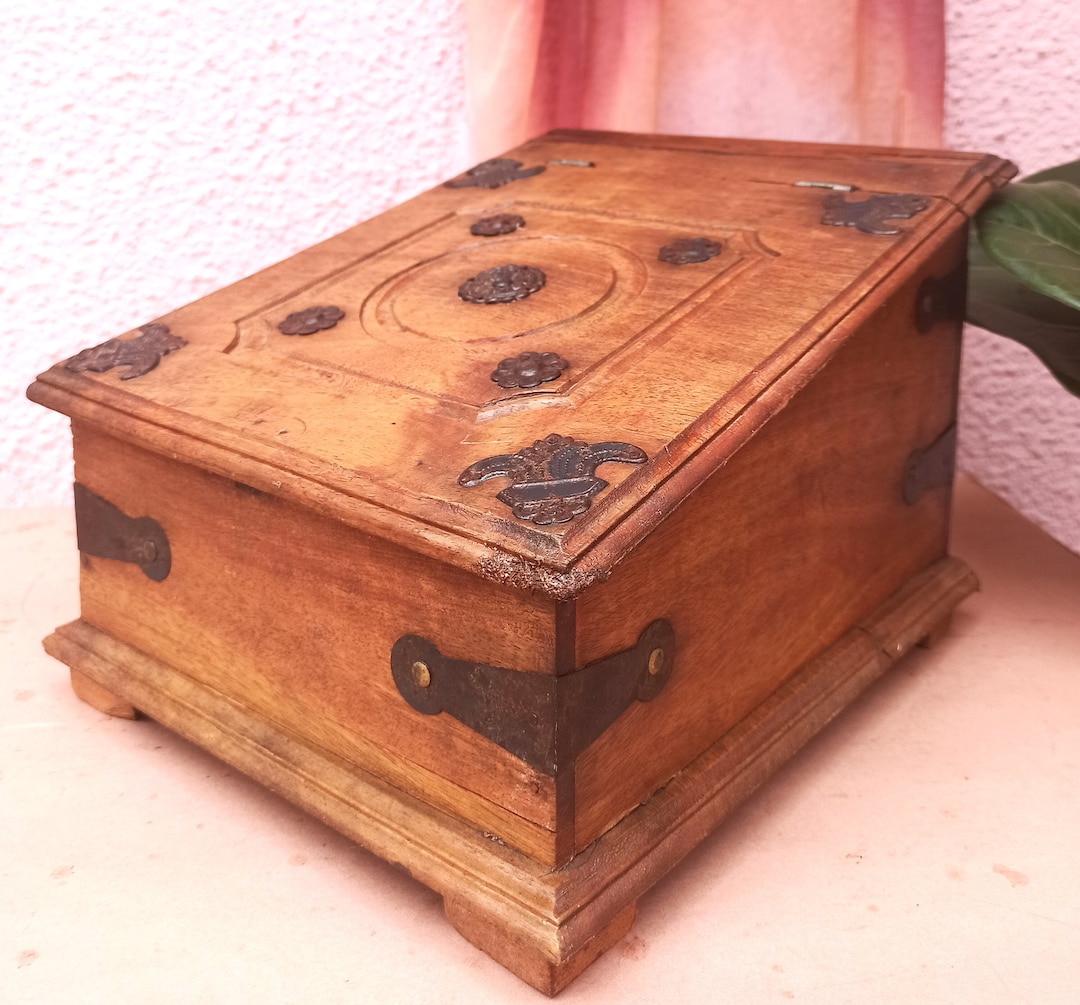 Vintage Indian Box | Wooden Trinket Box |brass Floral Treasure Storage ...