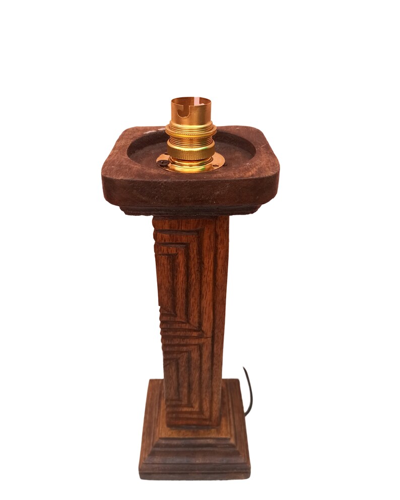 Mini Vintage Wood TABLE LAMP Base With METAL Holder Bedside Lamp study ...