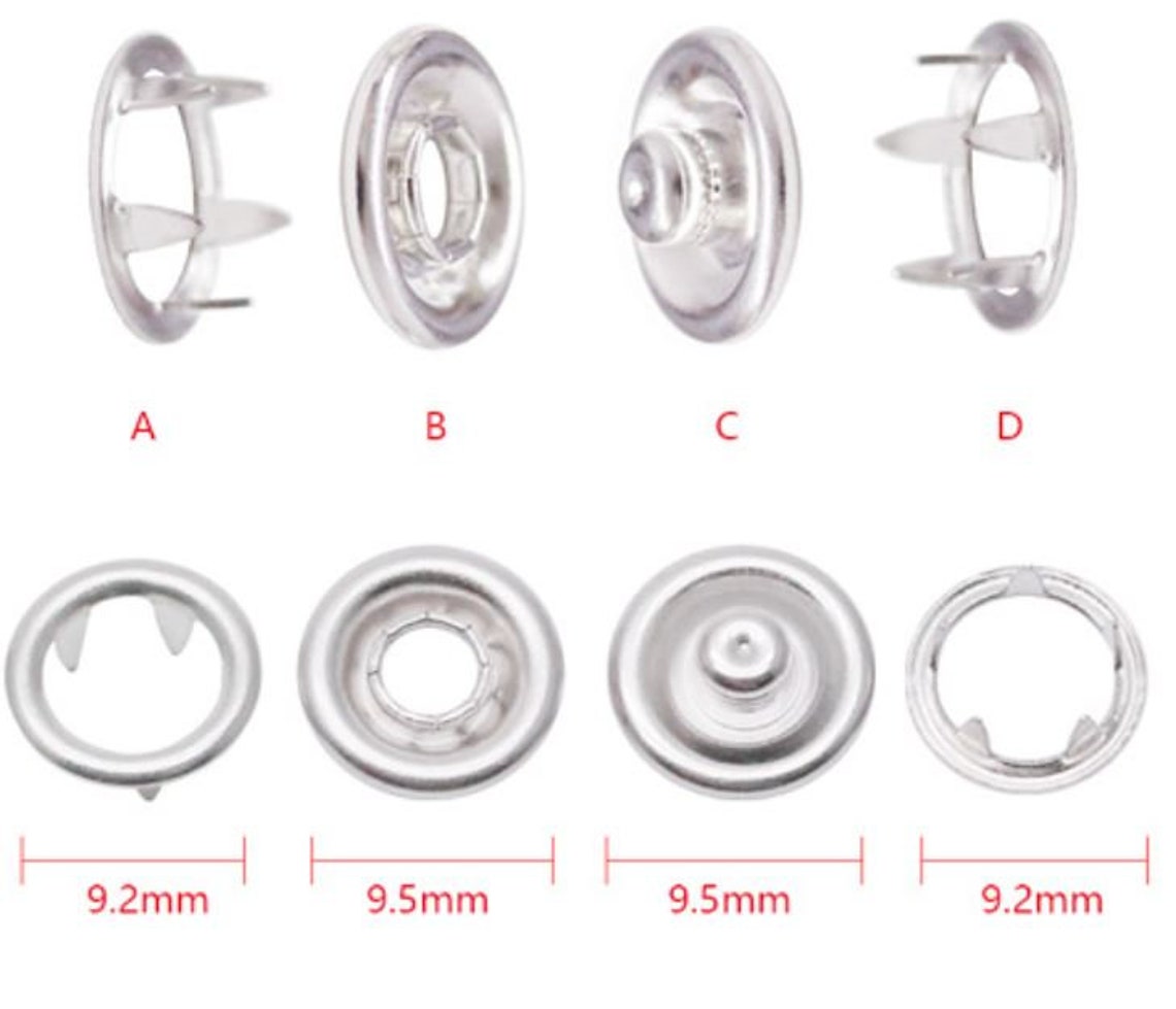 25 Sets Open Ring Prong Snaps Fasteners Cloth Buttons Gunmetal Black ...