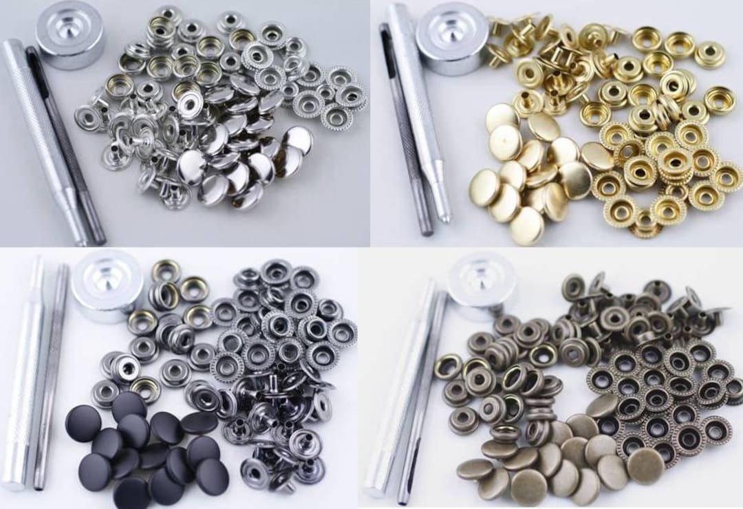 15 Sets Heavy Duty With Tool Rivet Poppers Snap Fasteners Press 12/15 ...