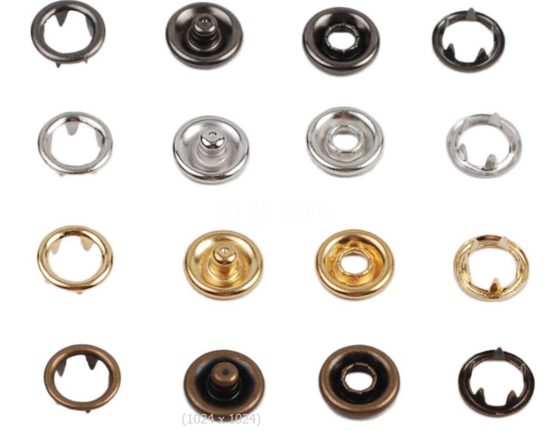 25 Sets Open Ring Prong Snaps Fasteners Cloth Buttons Gunmetal Black ...