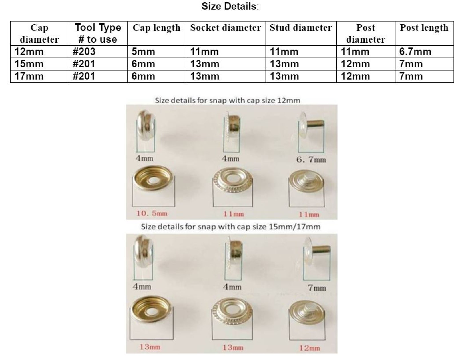 15 Sets Heavy Duty Rivet Poppers Snap Fasteners Press Stud Clothing ...