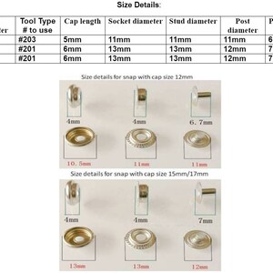 15 Sets Heavy Duty Rivet Poppers Snap Fasteners Press Stud Clothing ...