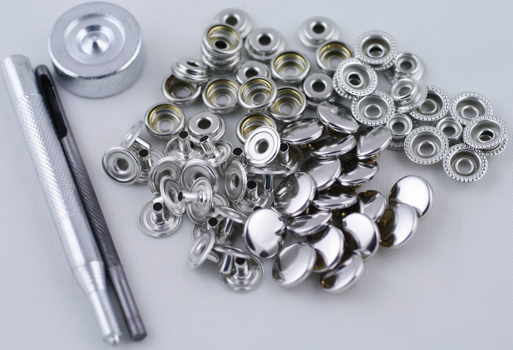 15 Sets Heavy Duty With Tool Rivet Poppers Snap Fasteners Press 12/15 ...