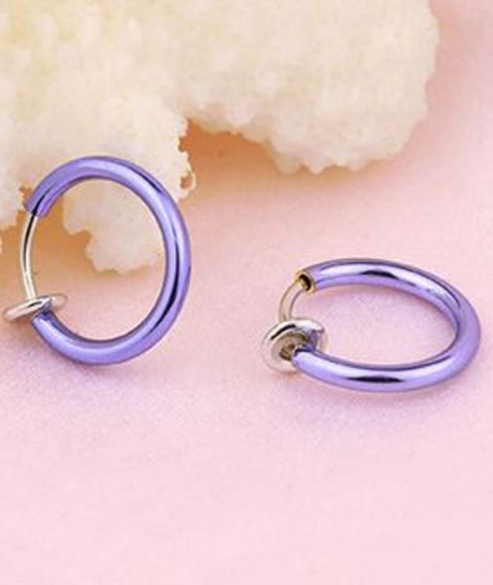 1 Pair Spring Clip on Hoops Earrings 1/2 Inch or 13MM Colors: Silver ...