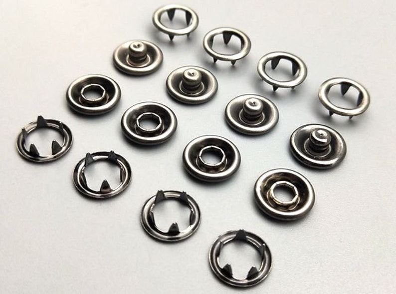 25 Sets Open Ring Prong Snaps Fasteners Cloth Buttons Gunmetal Black ...