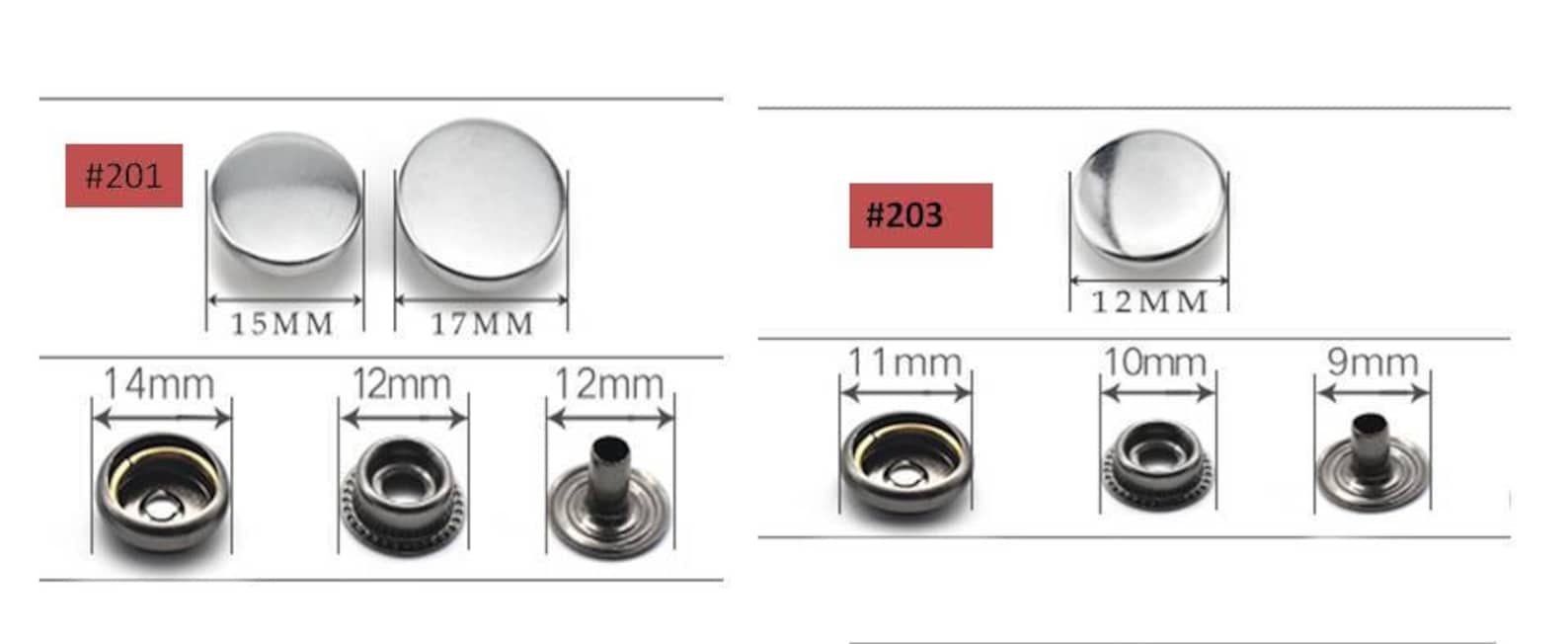 15 Sets Heavy Duty Rivet Poppers Snap Fasteners Press Stud Clothing ...