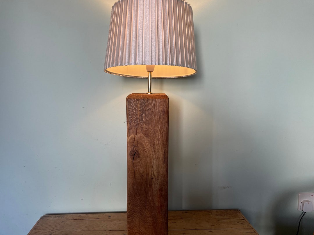 Tall Table Lamp of Solid Oak (wooden Base = 53cm Tall) - Etsy UK