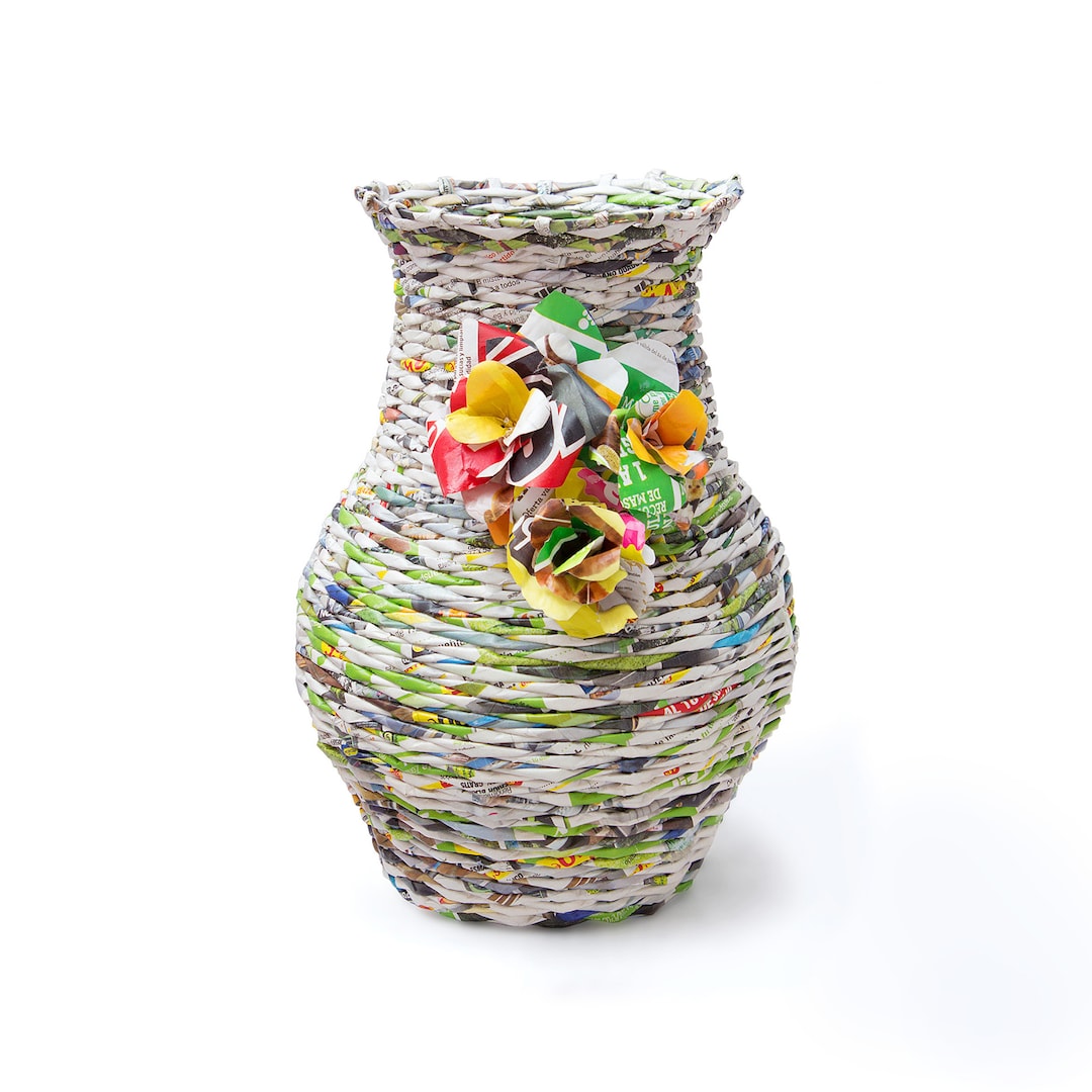 Vase Made With Paper From Advertising Brochures. - Etsy