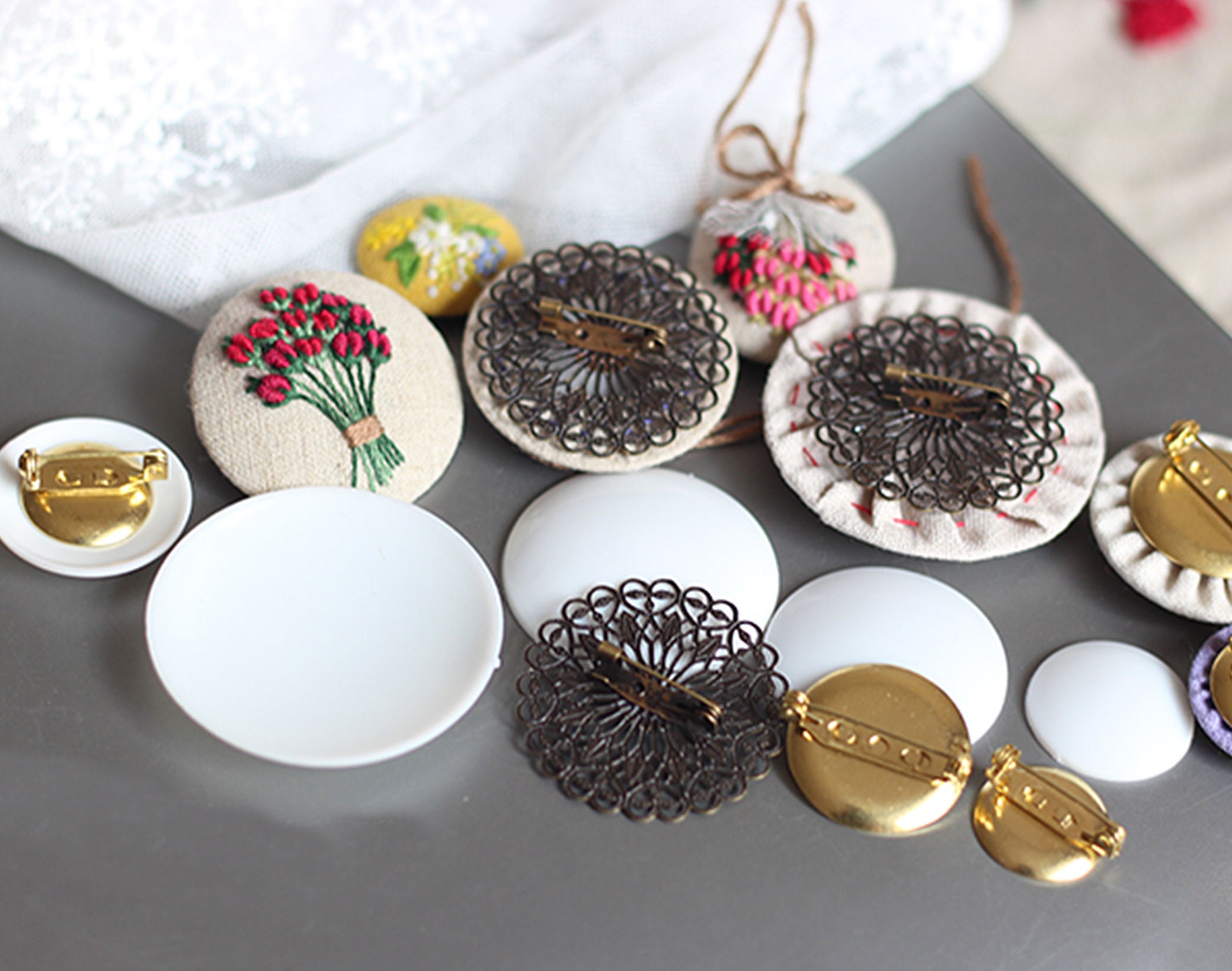 Round Brooch Base for Embroidery Jewelry Making Material - Etsy