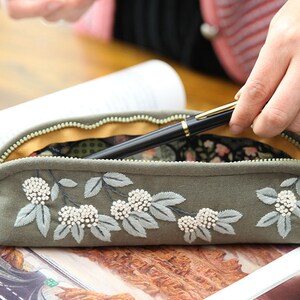 Beginner Hand Embroidery Pencil Case With Embroidery Flower Kit, Sew ...