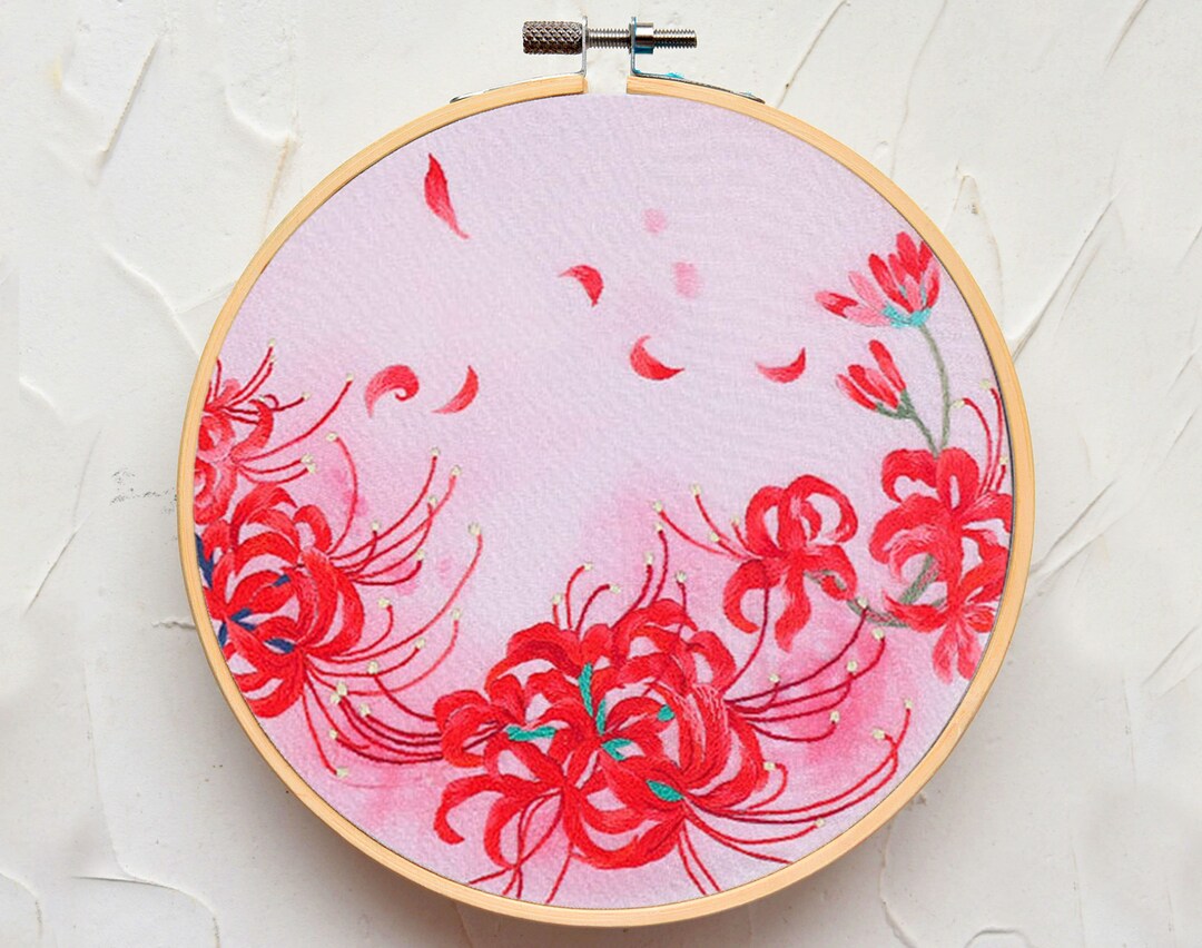 Embroidery Kit Beginners, Embroidery Lycoris Radiata Pattern, Hand ...