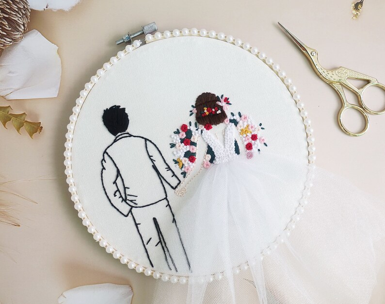 Custom Wedding Embroidery Kit, Engagement Wedding Ring Holder ...