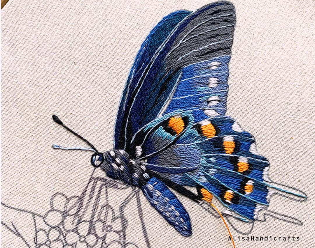 Realistic Hand Embroidery Butterfly Kit, Lifelike Insect Embroidery Kit ...