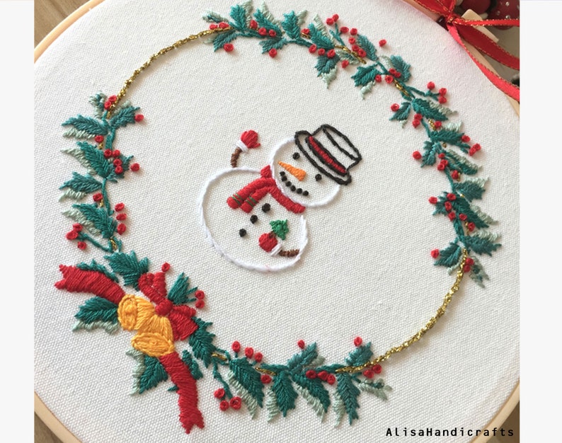 Christmas Wreath Embroidery Full Kit for Beginner DIY craft | Etsy