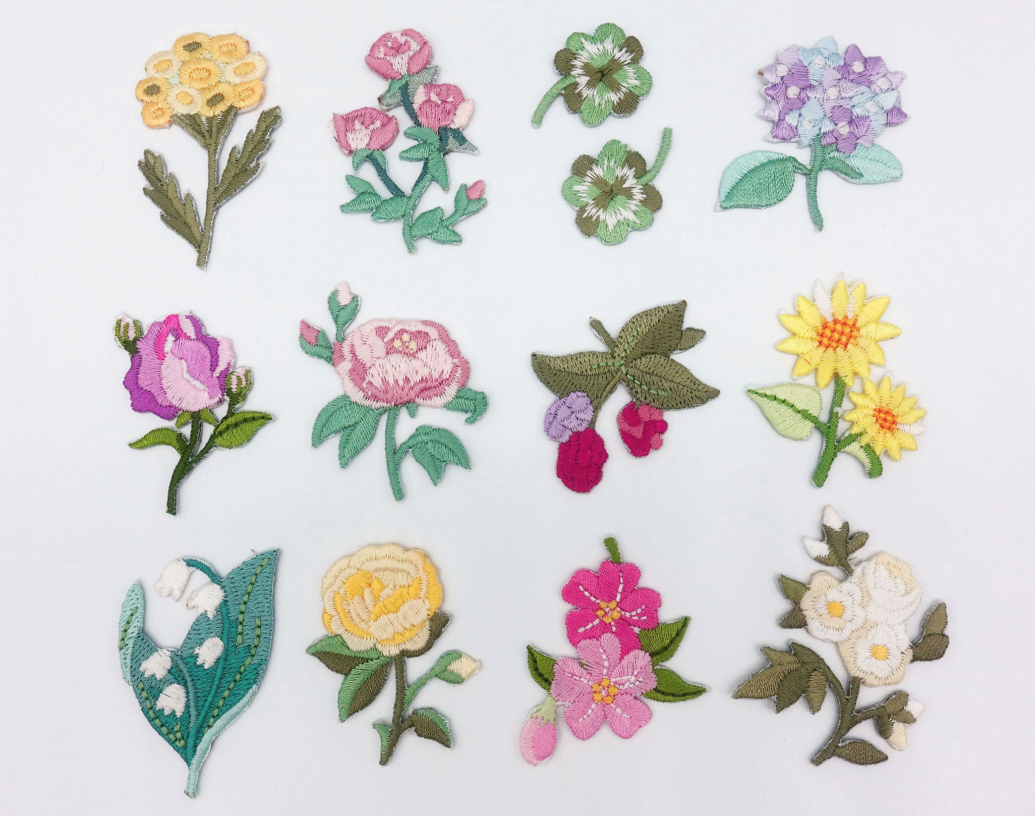 Embroidered Flower Patches Iron on Sew On, Embroidery Birthflower Patch ...