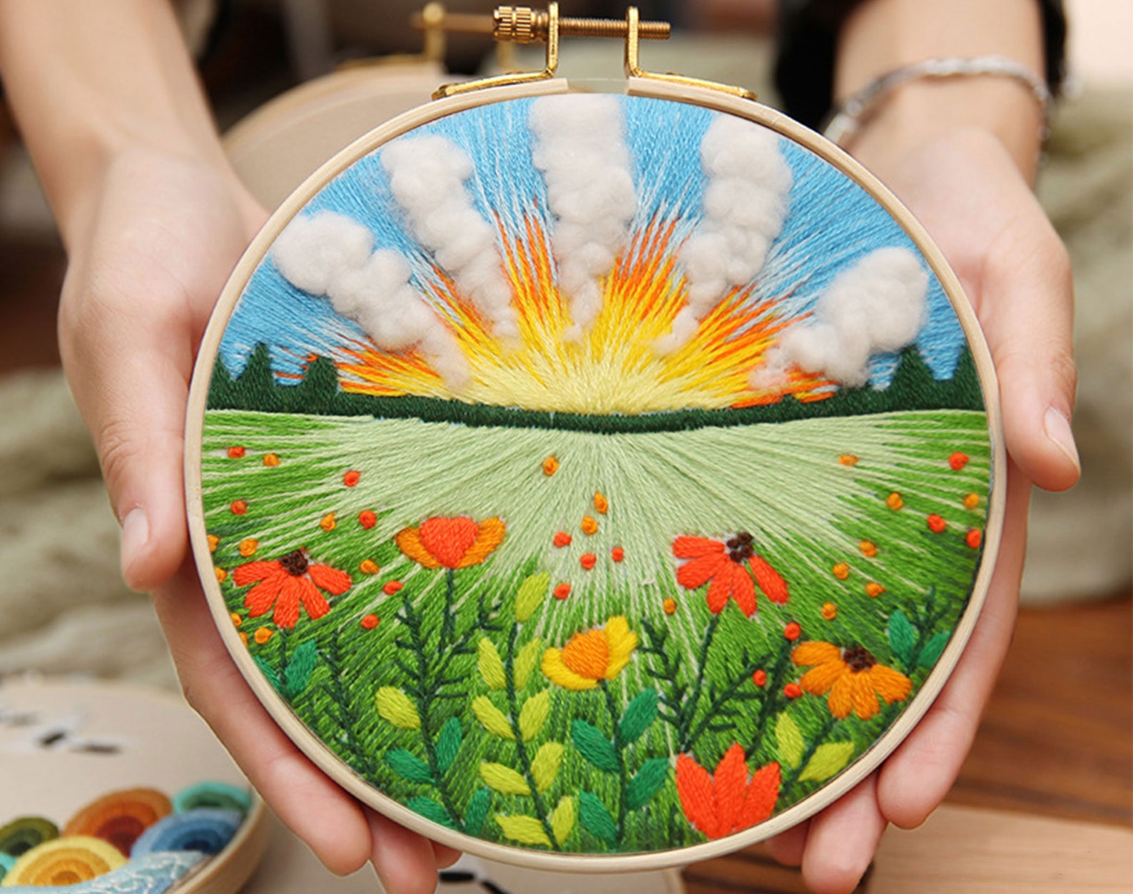 DIY Beginner Embroidery Landscape Kit Colorful Scenery | Etsy