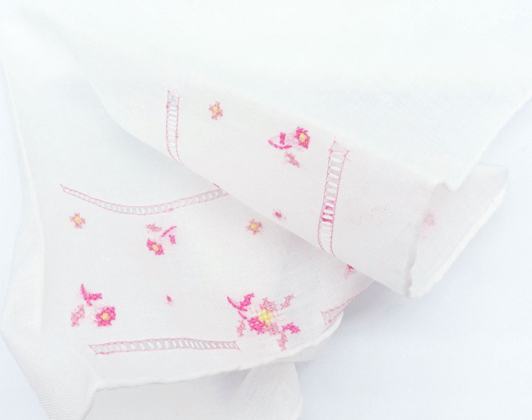 Customized Vintage Pink Rose Flowers Handkerchief, Personalized Words ...