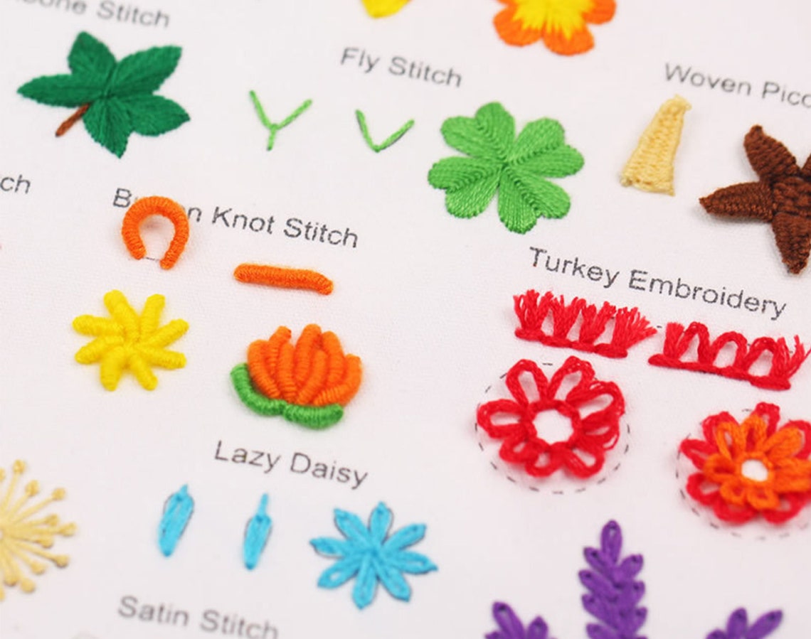 3 Pack Embroidery Sampler Kit, Rainbow Starter Hand Embroidery Stitch ...