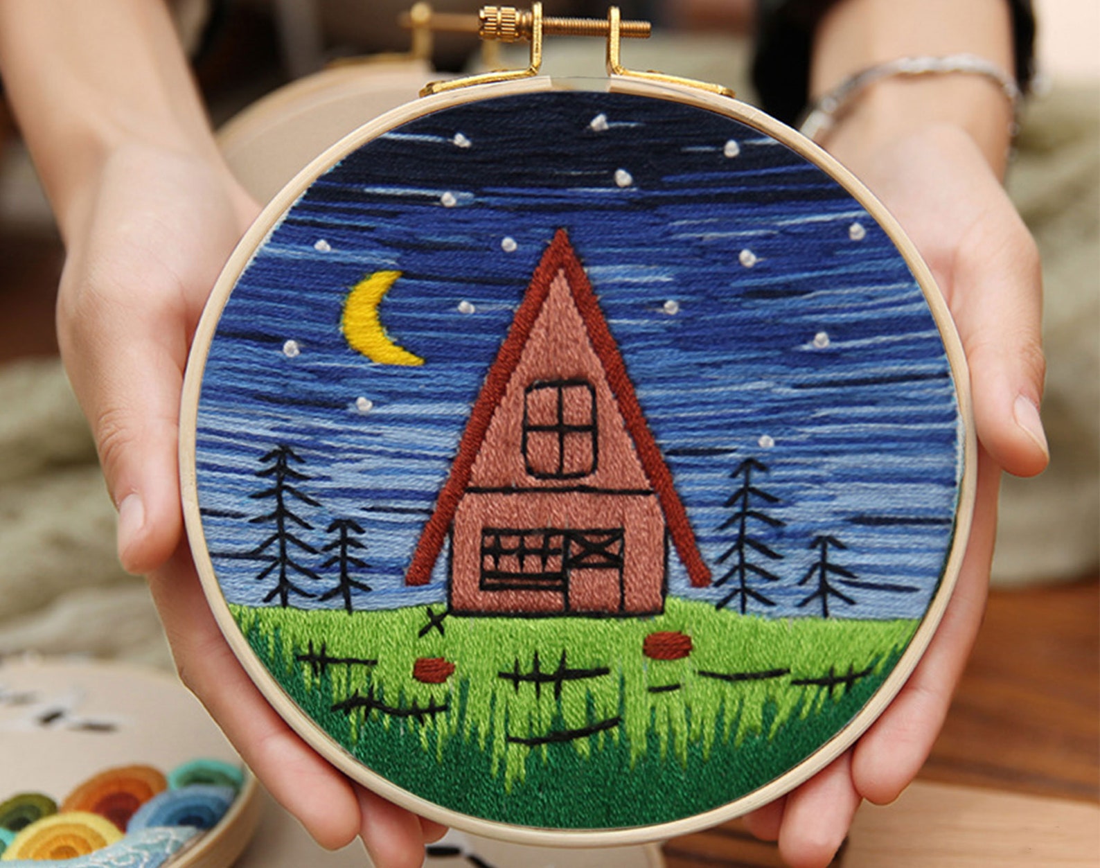 DIY Beginner Embroidery Landscape Kit, Colorful Scenery Embroidery ...