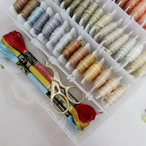 Thickened Embroidery Floss Organizer Box, 36 Adjustable Grids,100 ...