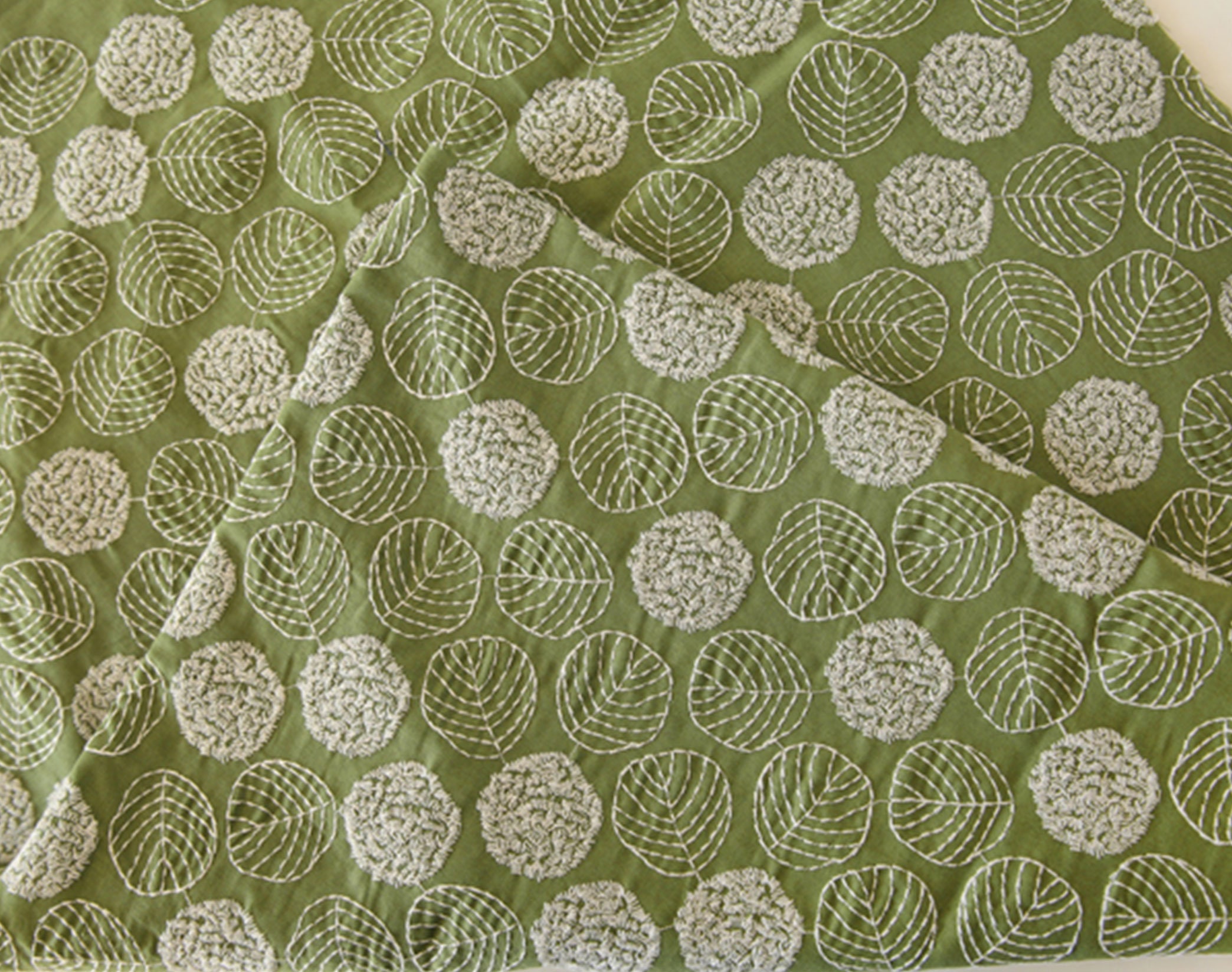 Embroidered Cotton and Ramie Fabric Plant Patern Natural | Etsy