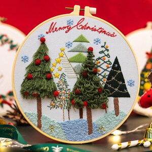 3D Christmas Tree Embroidery Kit for Beginners, Christmas Hand ...