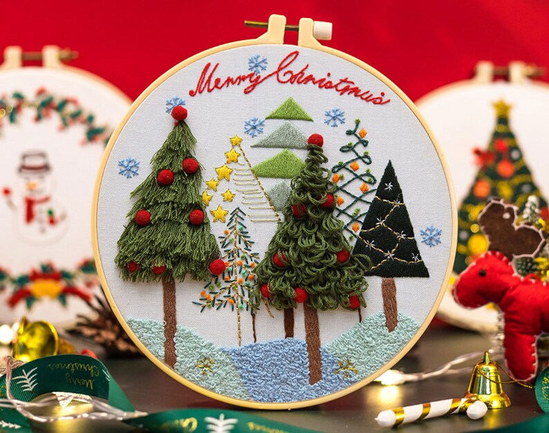3D Christmas Tree Embroidery Kit for Beginners Christmas Hand - Etsy