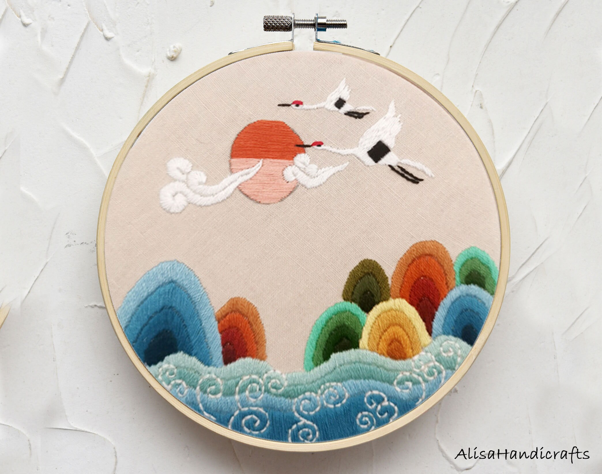 DIY Landscape Embroidery Kit For Beginner Mountains River And | Etsy