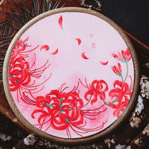 Embroidery Kit Beginners, Embroidery Lycoris Radiata Pattern, Hand ...
