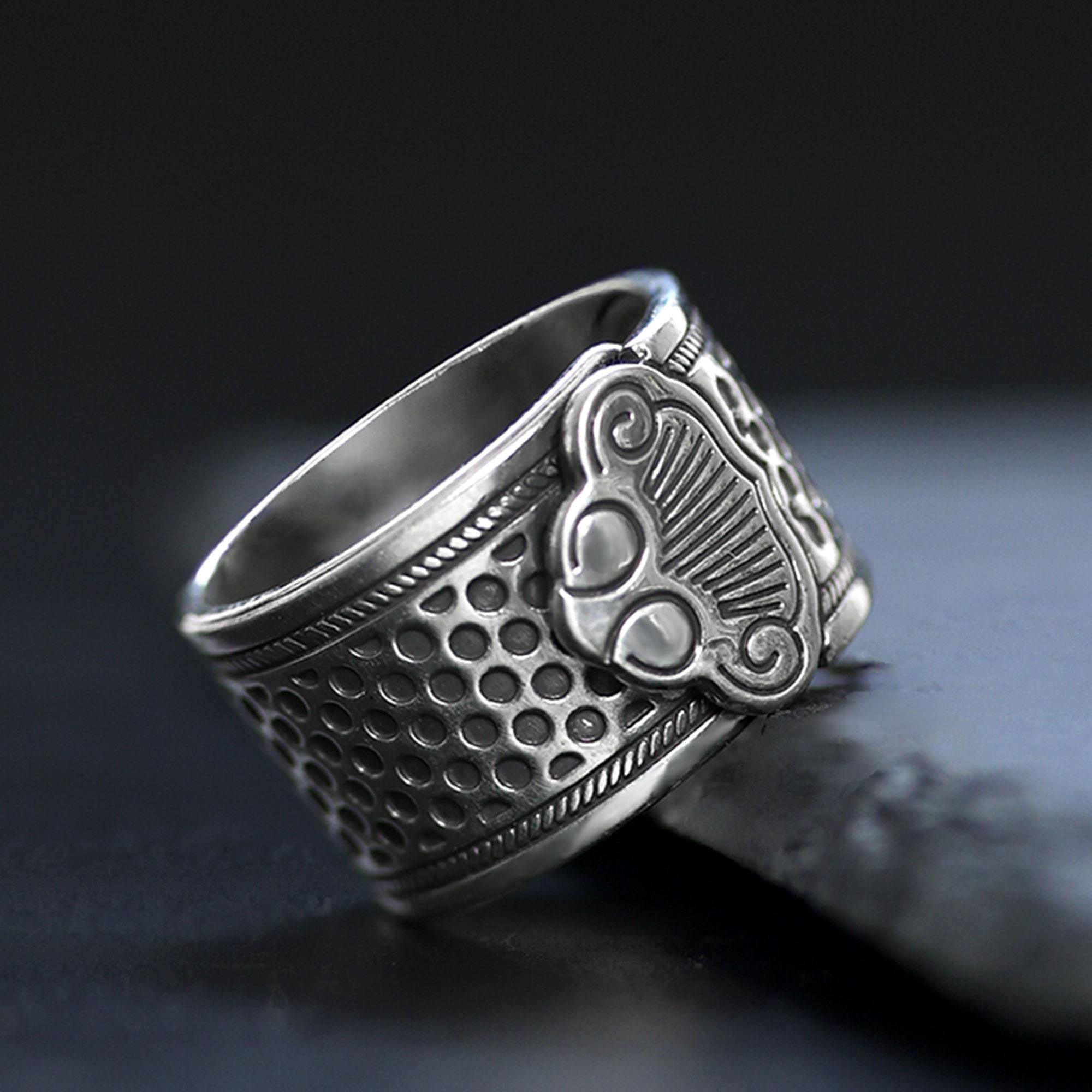 Sewing Thimble Finger Protector,antique Silver Metal Ring Thimble ...