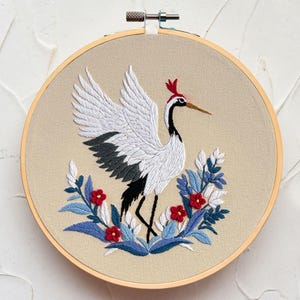 Red-crowned Crane Embroidery Kit,dancing Cranes Embroidery Pattern ...