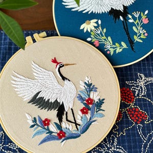Red-crowned Crane Embroidery Kit,dancing Cranes Embroidery Pattern ...