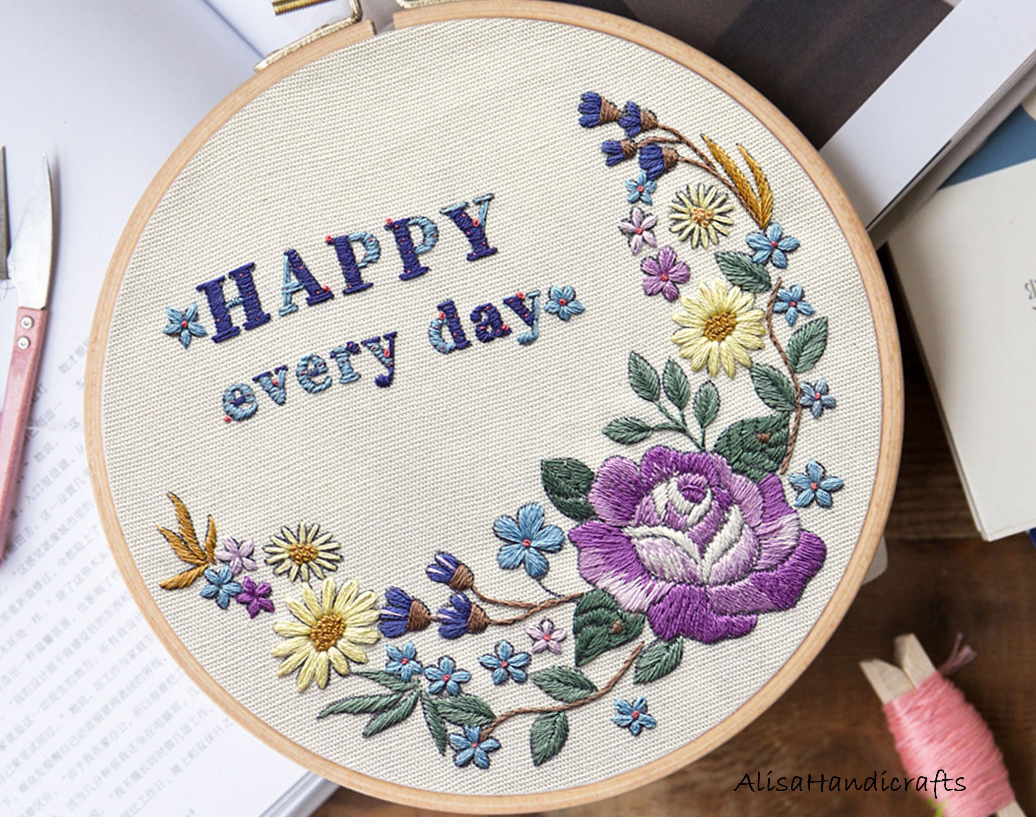 Hand Embroidery Rose Kit Flower Embroidery Pattern Modern | Etsy