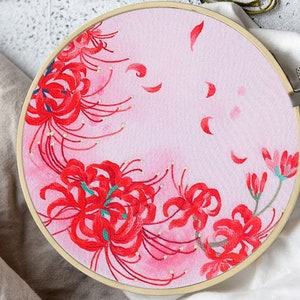 Embroidery Kit Beginners, Embroidery Lycoris Radiata Pattern, Hand ...