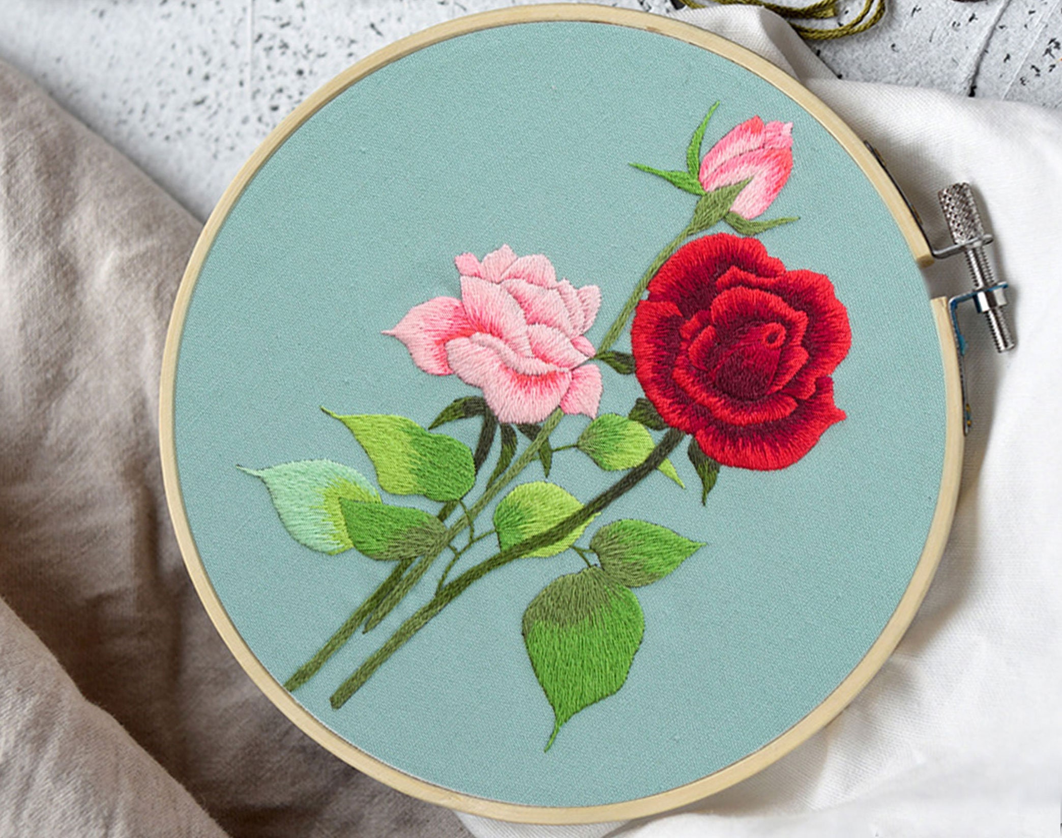 Hand Embroidery Rose Flower Kit Embroidery Kit for - Etsy