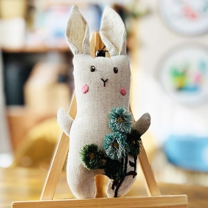 Hand Floral Embroidery Kit for Beginner, Rabbit Sewing Kit, Bunny Toy ...
