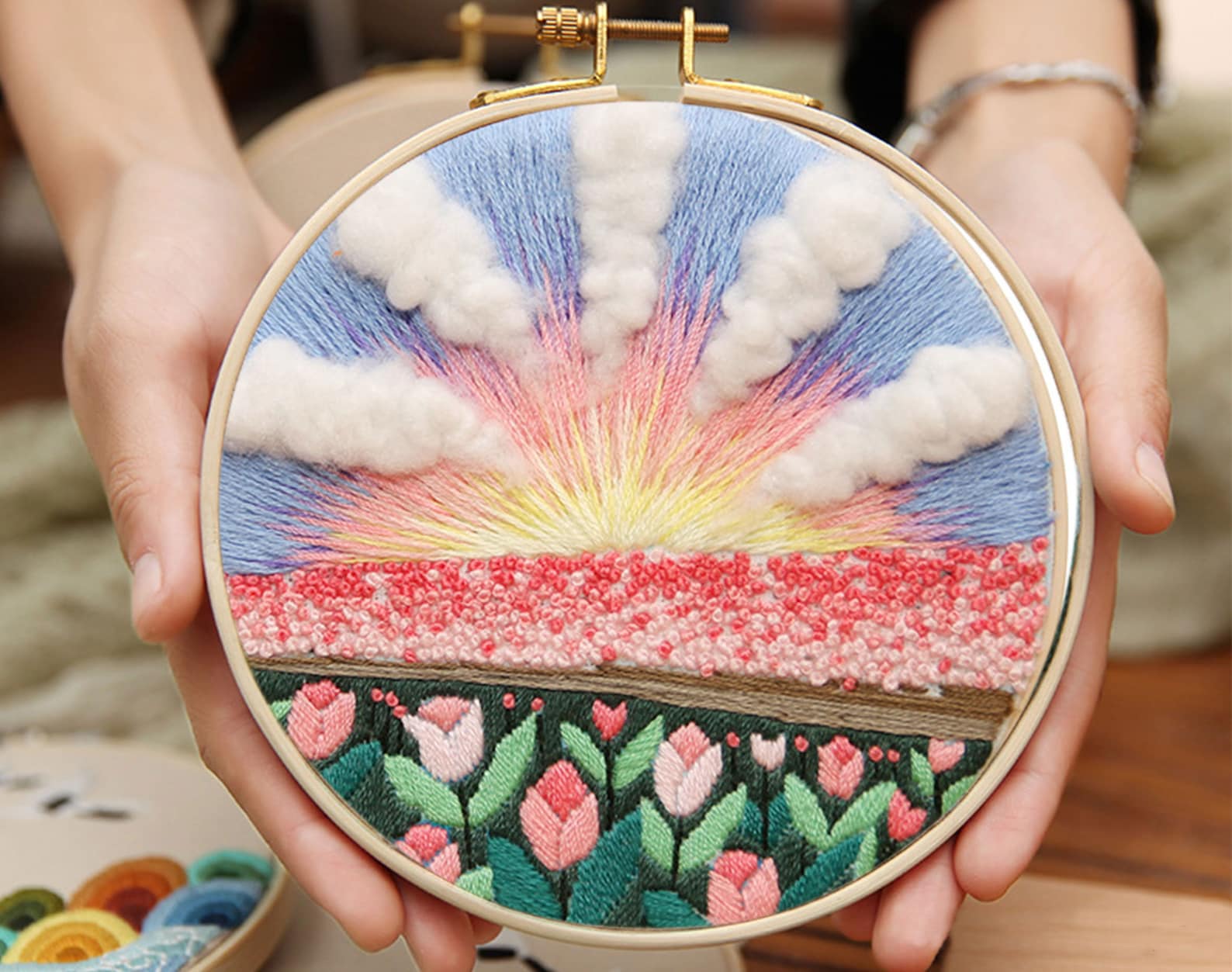 DIY Beginner Embroidery Landscape Kit, Colorful Scenery Embroidery ...
