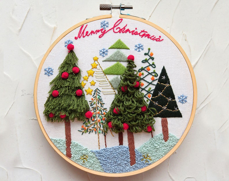 3D Christmas Tree Embroidery Kit for Beginners Christmas Hand - Etsy