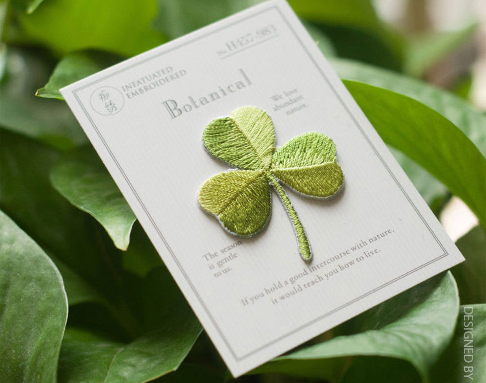 Four-leaf Clover Embroidered Patches, Green Plant Leaf Patch Sew On ...