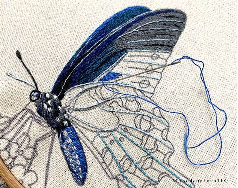 Realistic Hand Embroidery Butterfly Kit, Lifelike Insect Embroidery Kit ...