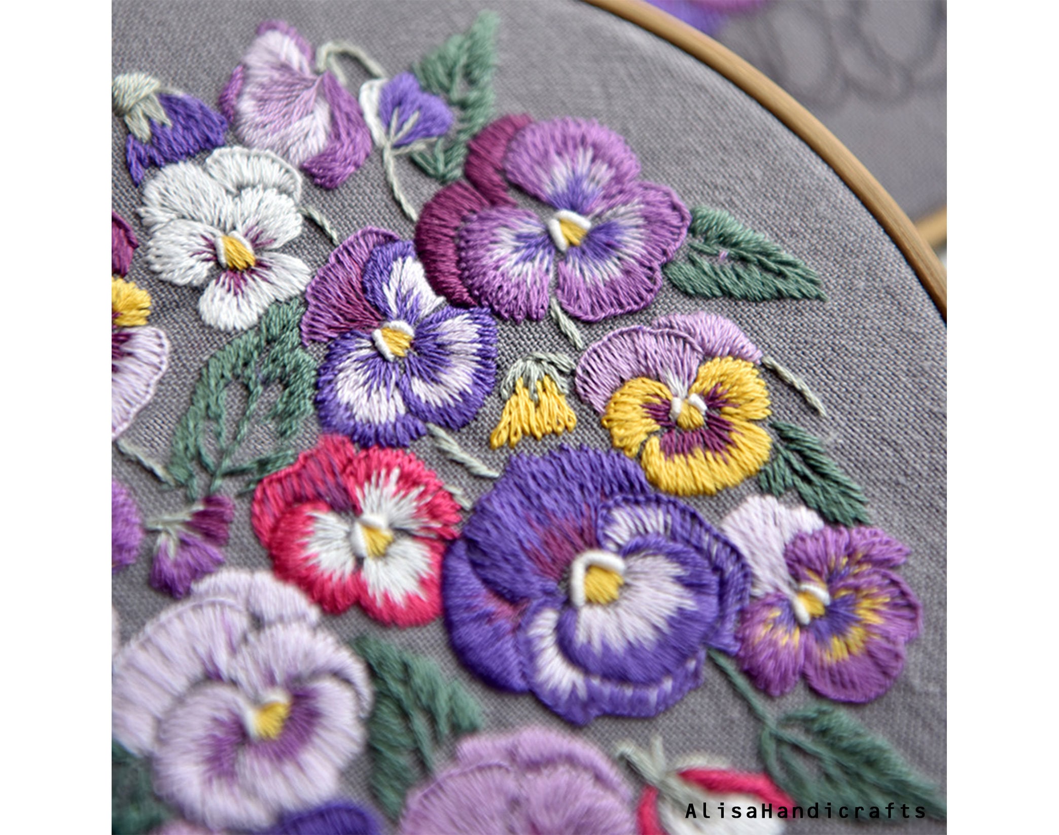 Embroidery Pansy Full Kit for Beginner Ins Flower Hand - Etsy