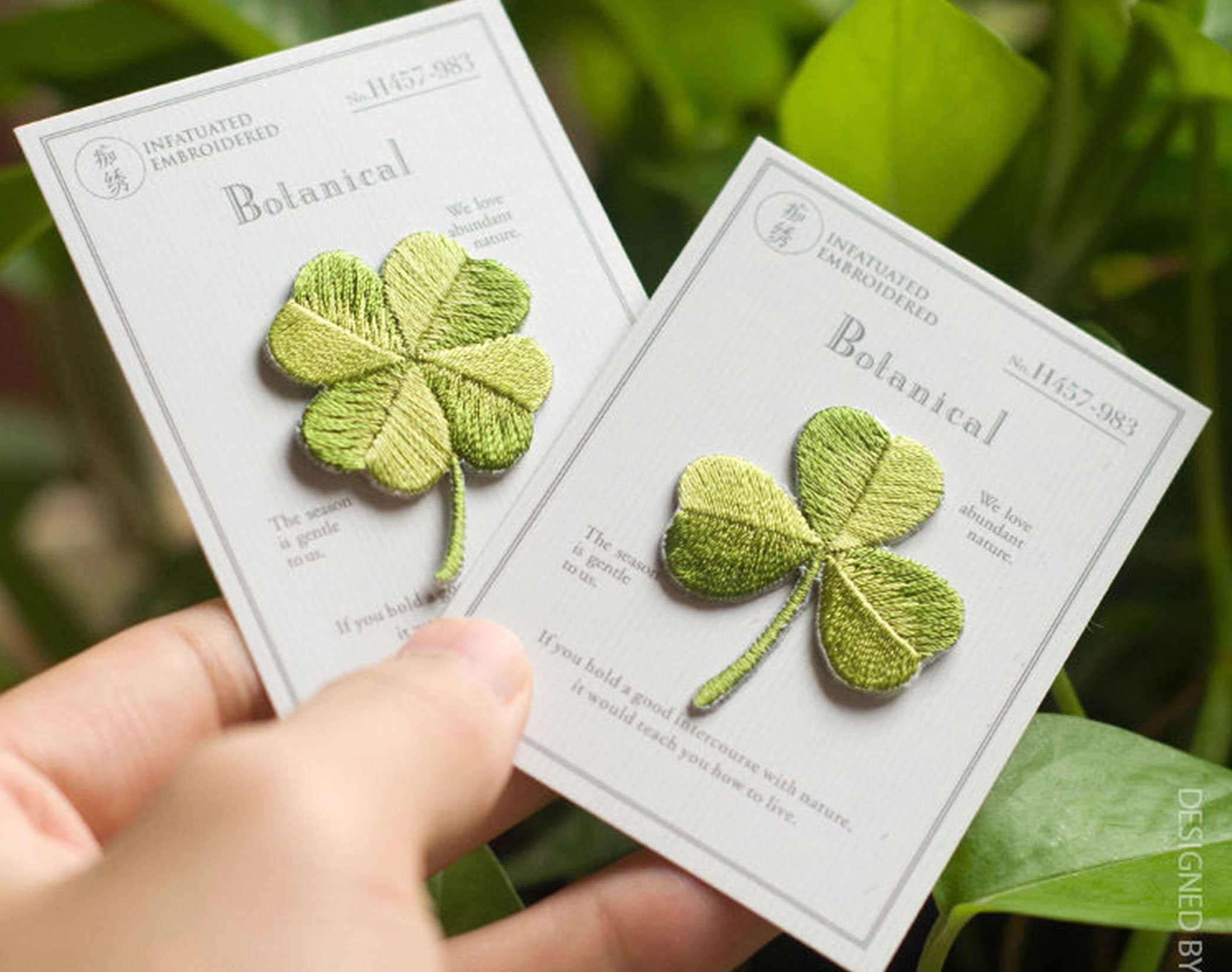 Four-leaf Clover Embroidered Patches, Green Plant Leaf Patch Sew On ...