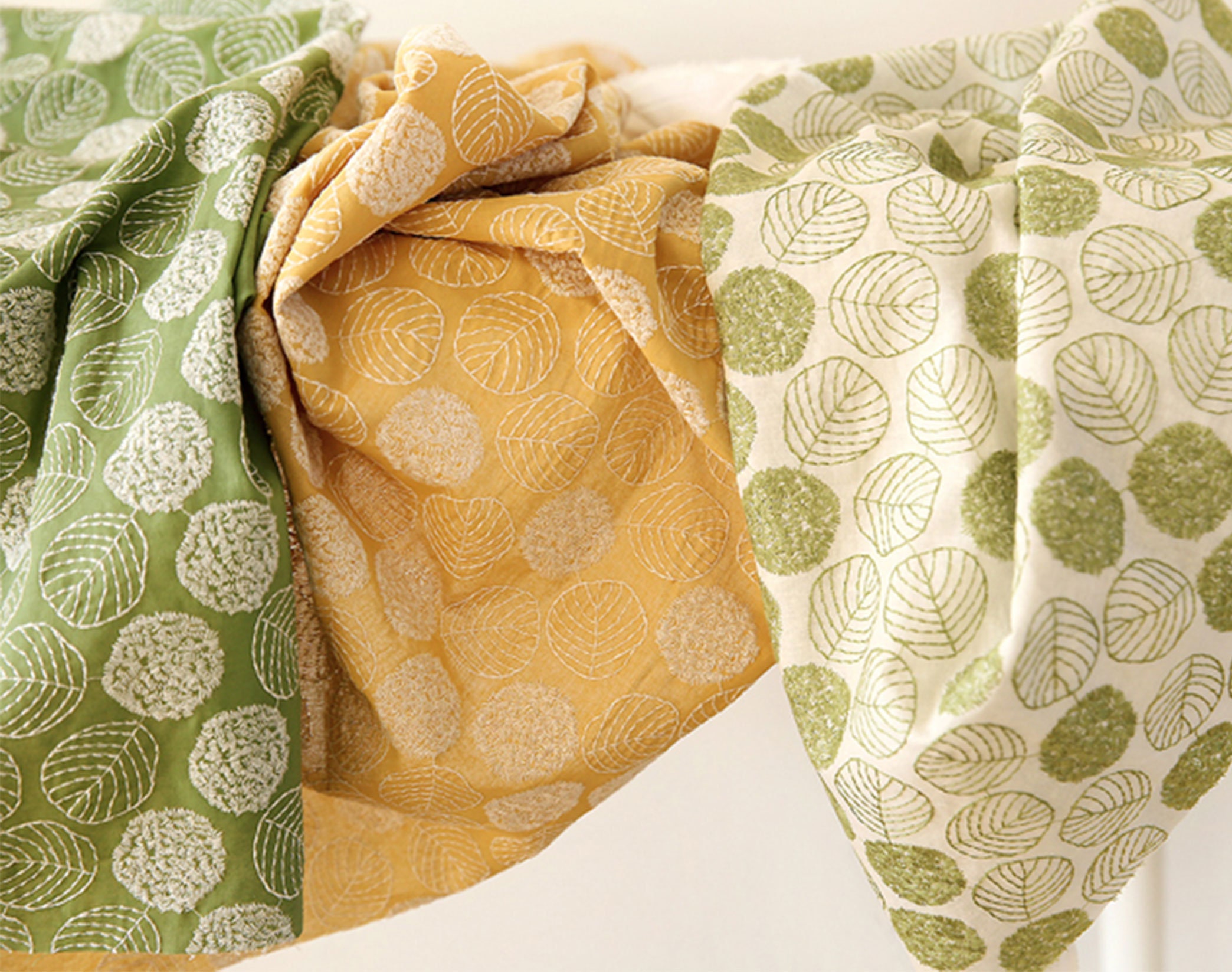 Embroidered Cotton and Ramie Fabric Plant Patern Natural | Etsy