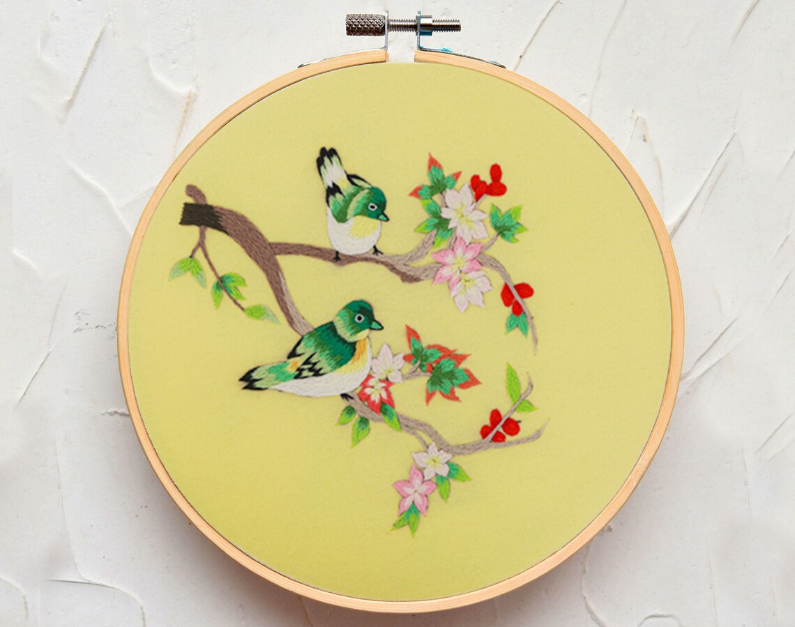 Beginner Chinese Style Hand Embroidery Kit Flower and Birds | Etsy