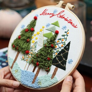 3D Christmas Tree Embroidery Kit for Beginners, Christmas Hand ...